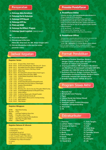 INFORMASI PENERIMAAN SANTRI BARU TAHUN PELAJARAN 2025/2026 - Pondok Modern Darul Hikmah